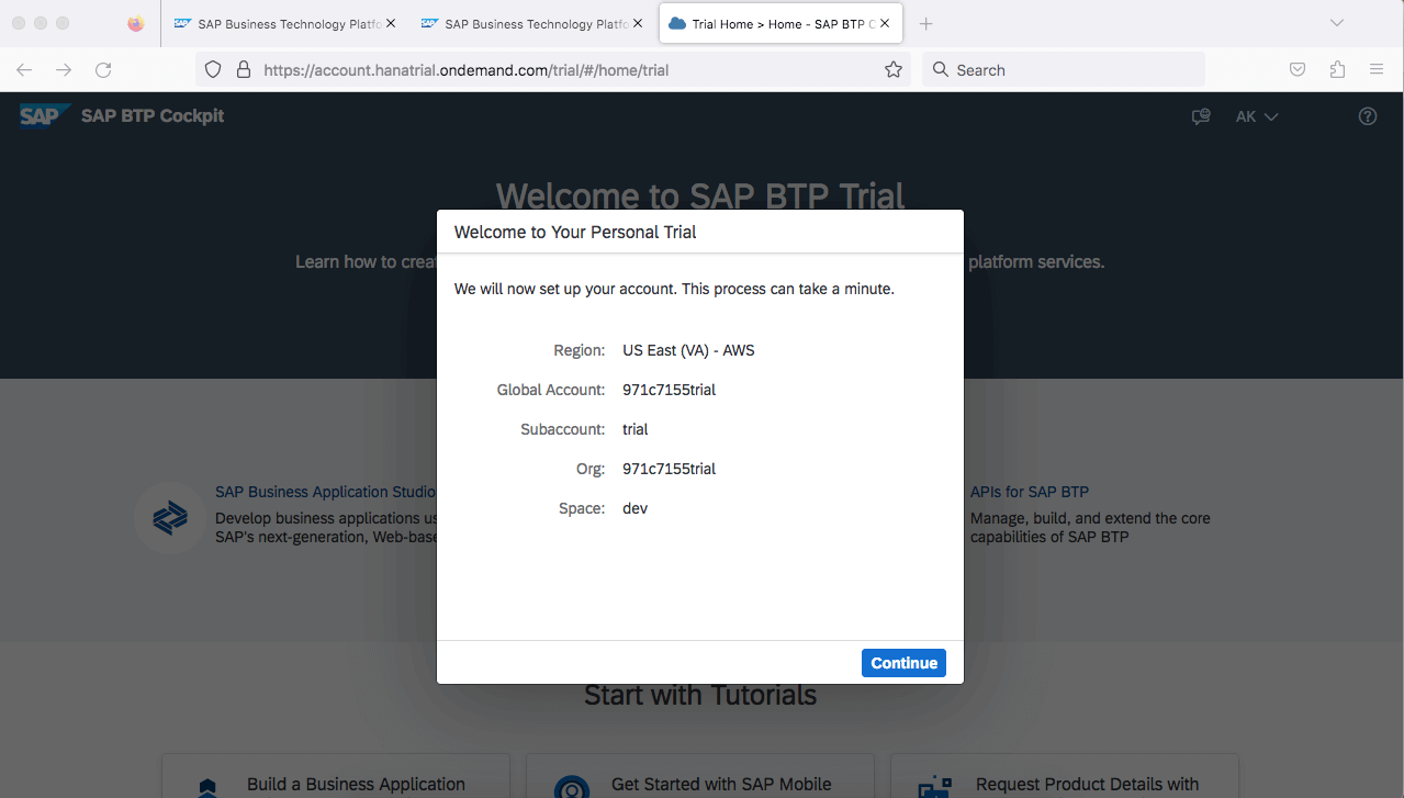 SAP® BTP Free Trial Account Setup