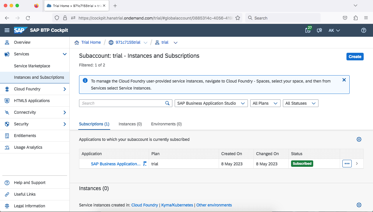 SAP® Business Application Studio(BAS) Free Trial Setup