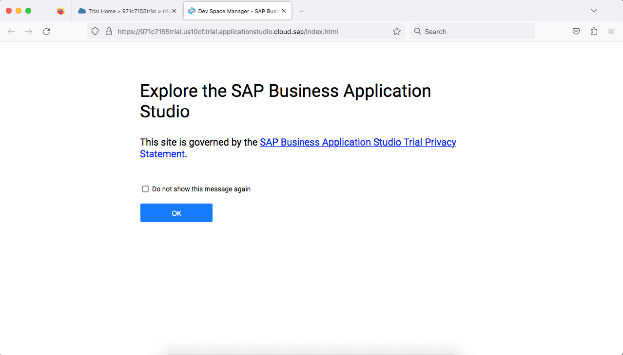 SAP® Business Application Studio(BAS) Free Trial Setup