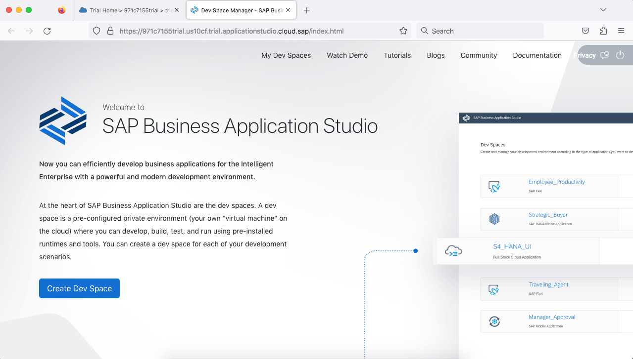 SAP® Business Application Studio(BAS) Free Trial Setup